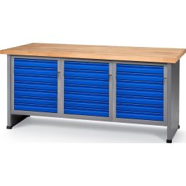 Küpper modular system workbench (w. 184 cm), 21 drawers, model 16555